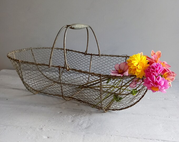 Home Décor Vintage Garden Harvest Rustic Basket Metal Market Tote Large ...
