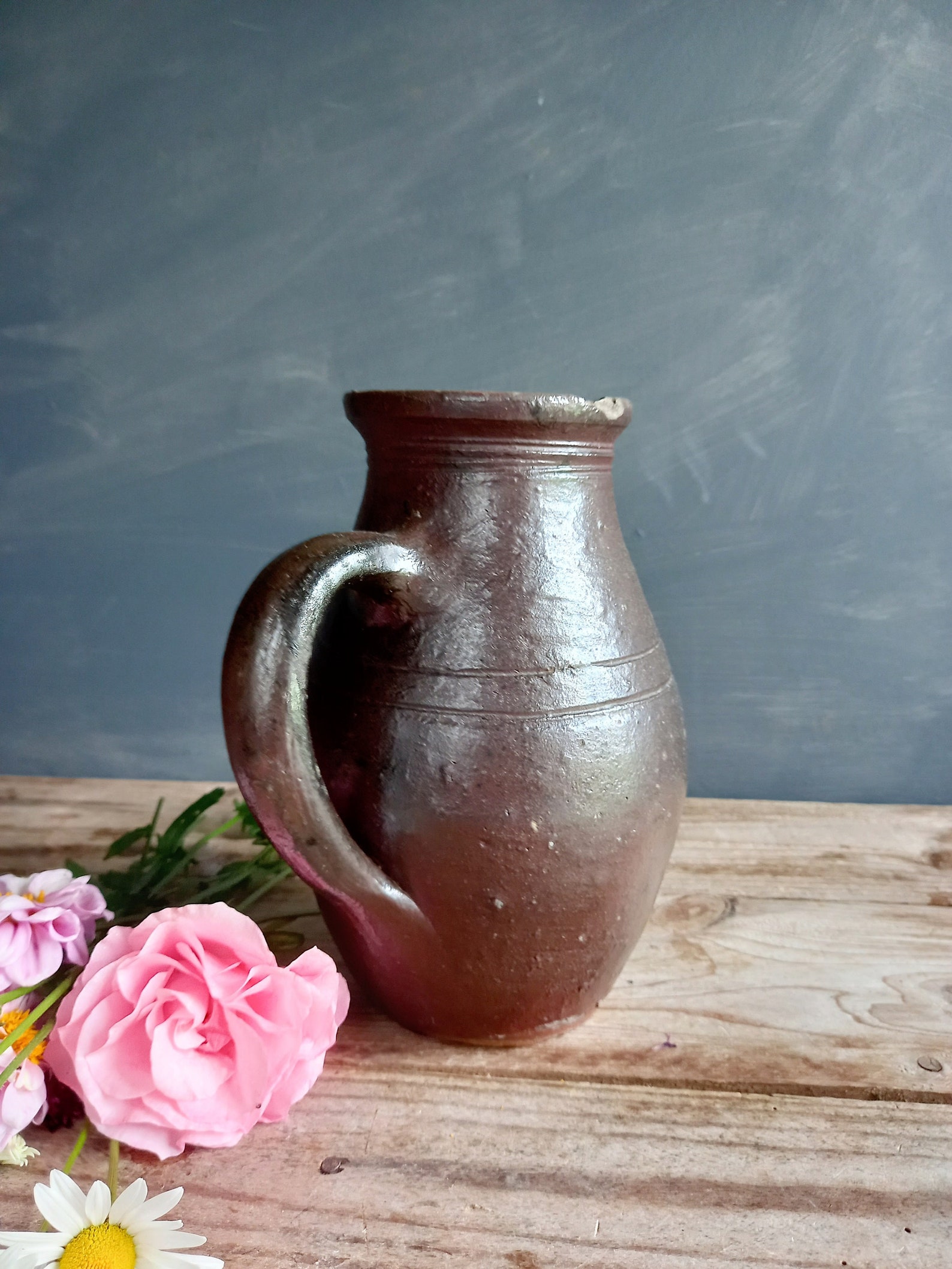French Stoneware Jug. French Farmhouse Jug. Rustic Home Decor. - Etsy
