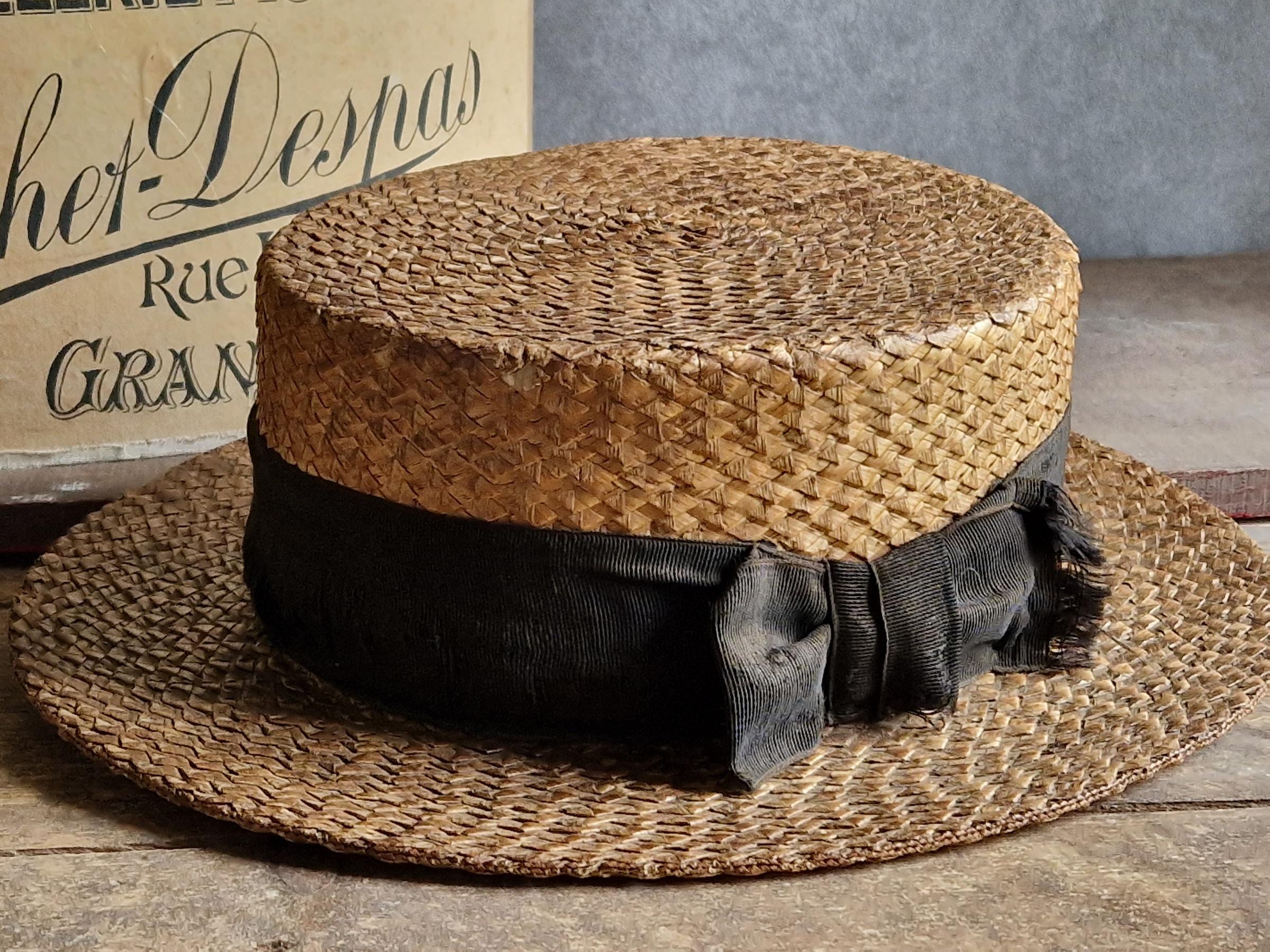 Antique French Straw Boater Hat – Edwardian Era Costume Accessory - Etsy