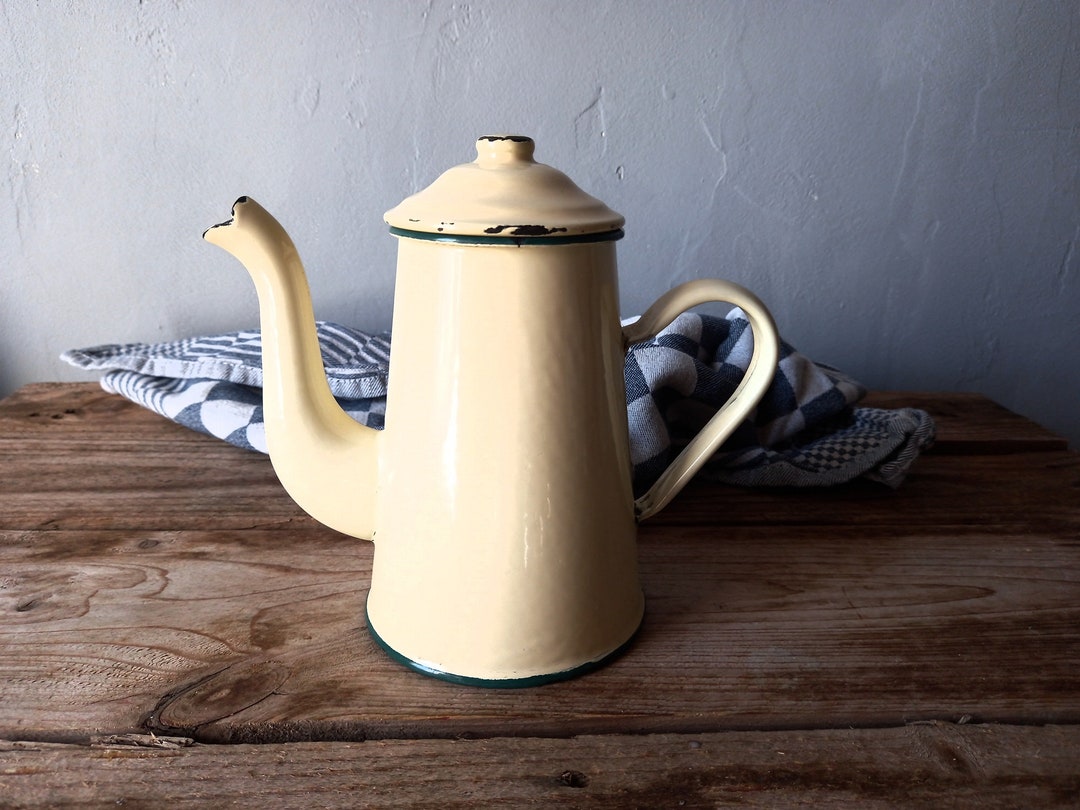 Enamel Coffee Pot. French Enamelware. Unique Gift for Him. Coffee ...