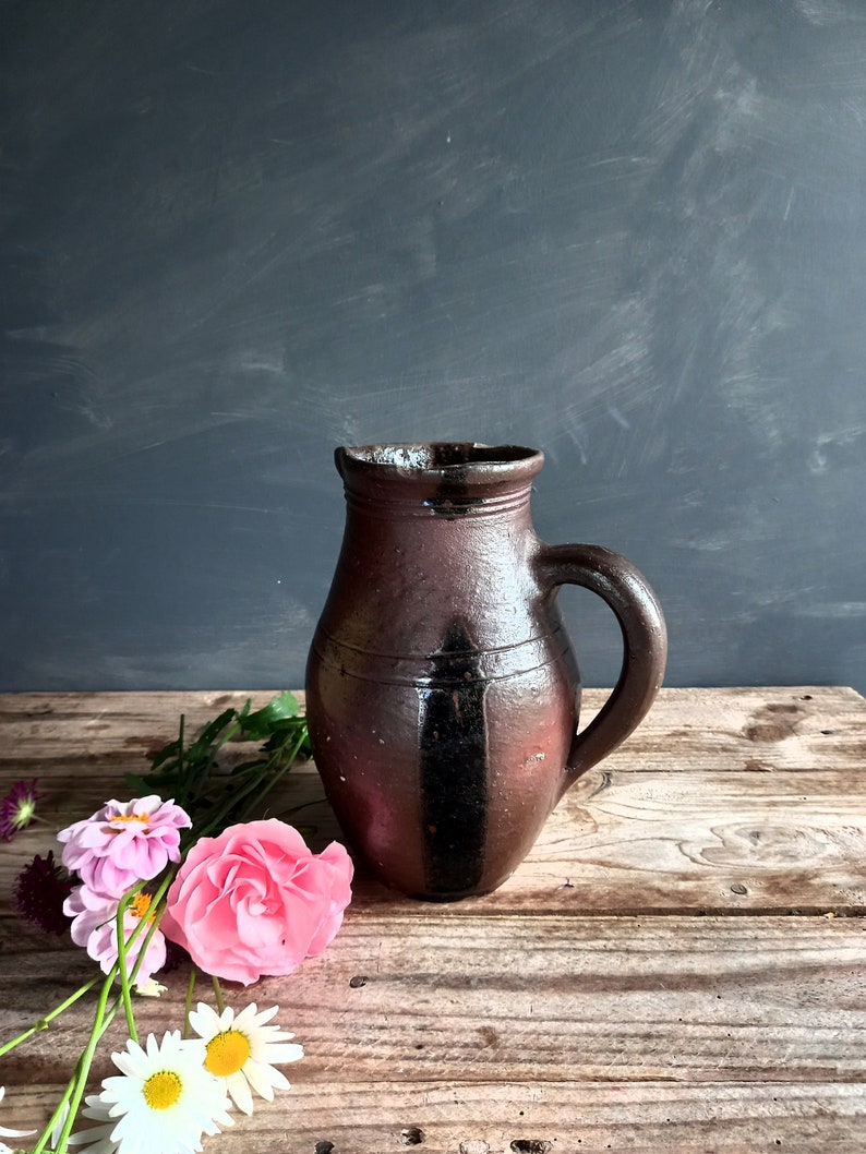 French Stoneware Jug. French Farmhouse Jug. Rustic Home Decor. - Etsy