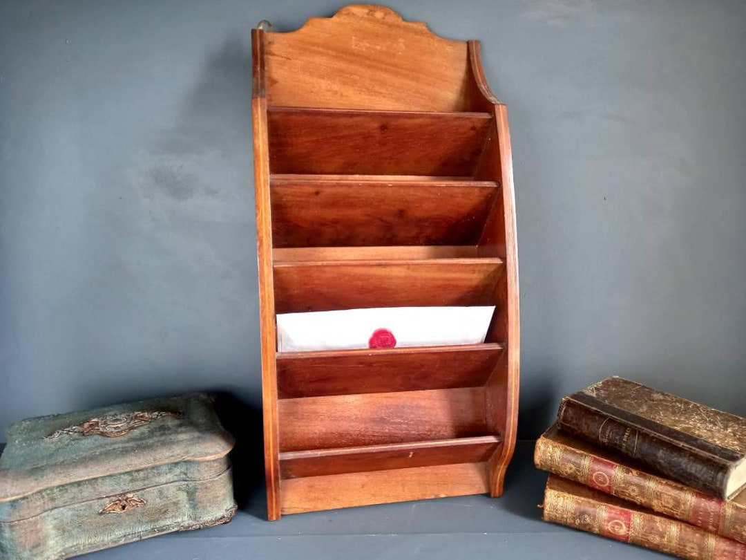 Antique Letter Rack. Mahogony Letter Holder. Mail Organizer. Office ...