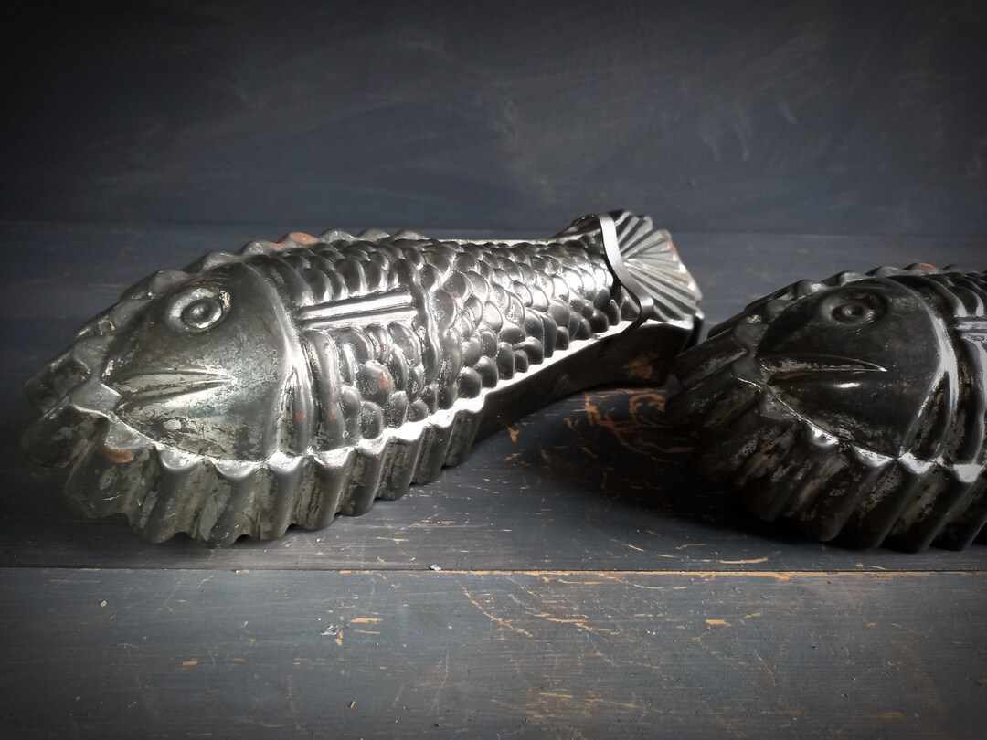 French Vintage Tin Fish Molds. Pair of Vintage Fish Molds. Fish ...