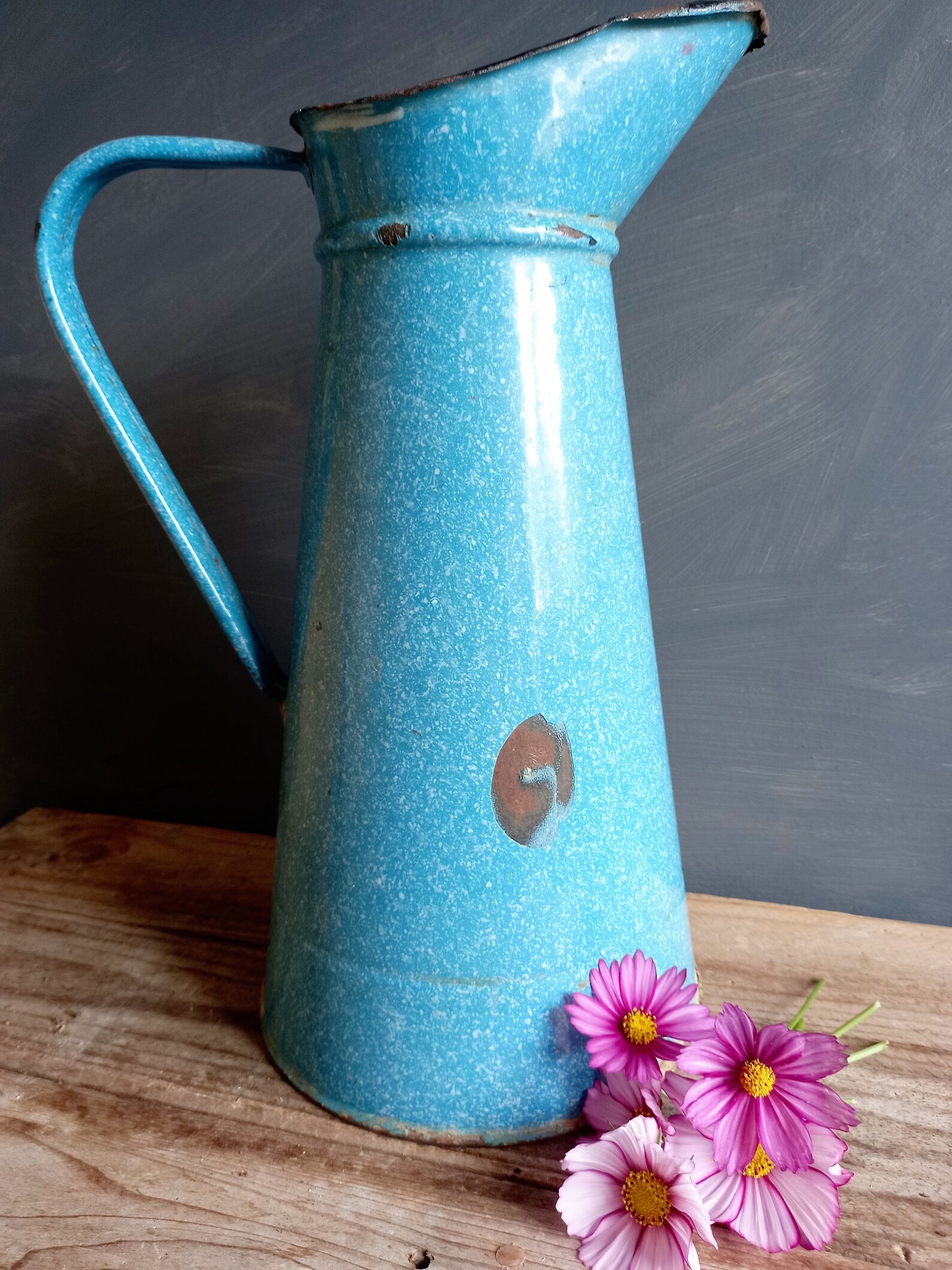 Blue Enamel Jug. French Enamel Pitcher.enamelware. Farmhouse - Etsy