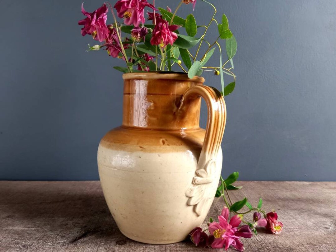 French Country Jug. Stoneware Jug. Stoneware Pitcher. Farmhouse Decor ...