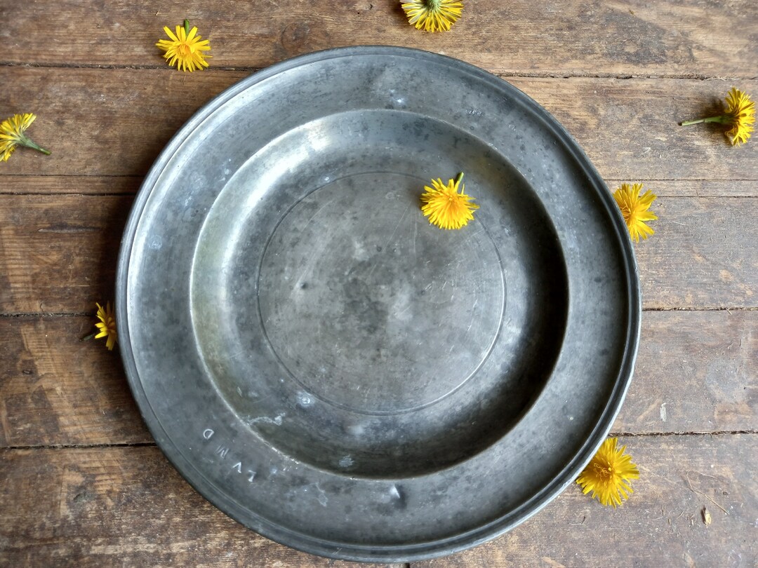 French Antique Pewter Plate. Large Antique Pewter Plate. Pewter ...