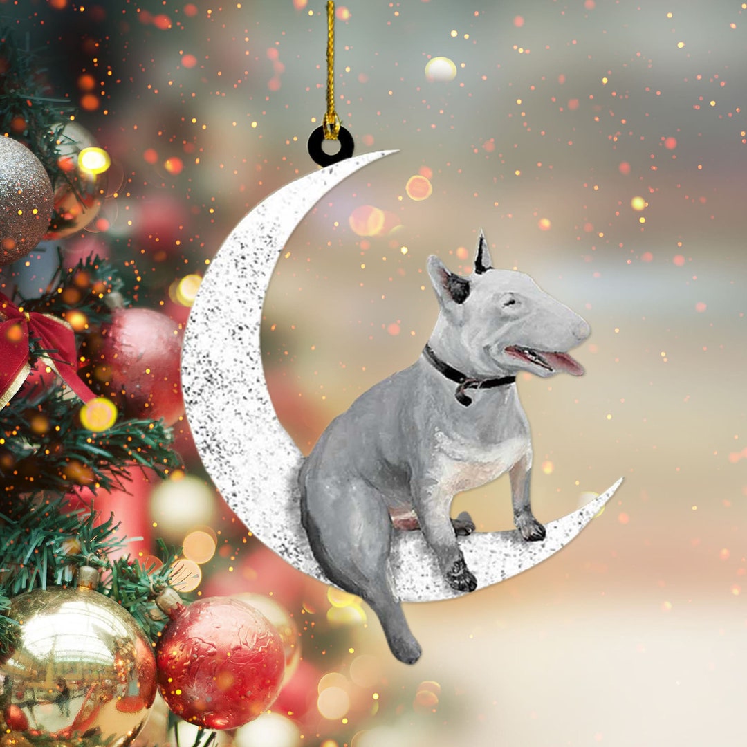 Bull Terrier Sit on the Moon Ornament, Bull Terrier Ornament for Dog ...