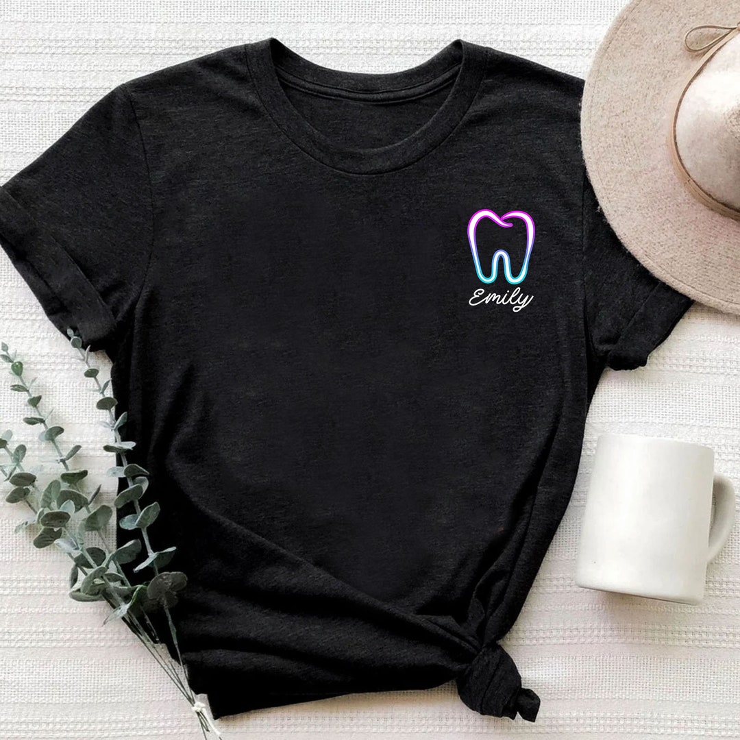 Custom Tooth Shirt With Name, Dental Tooth Tee, Custom Dentist Shirt ...