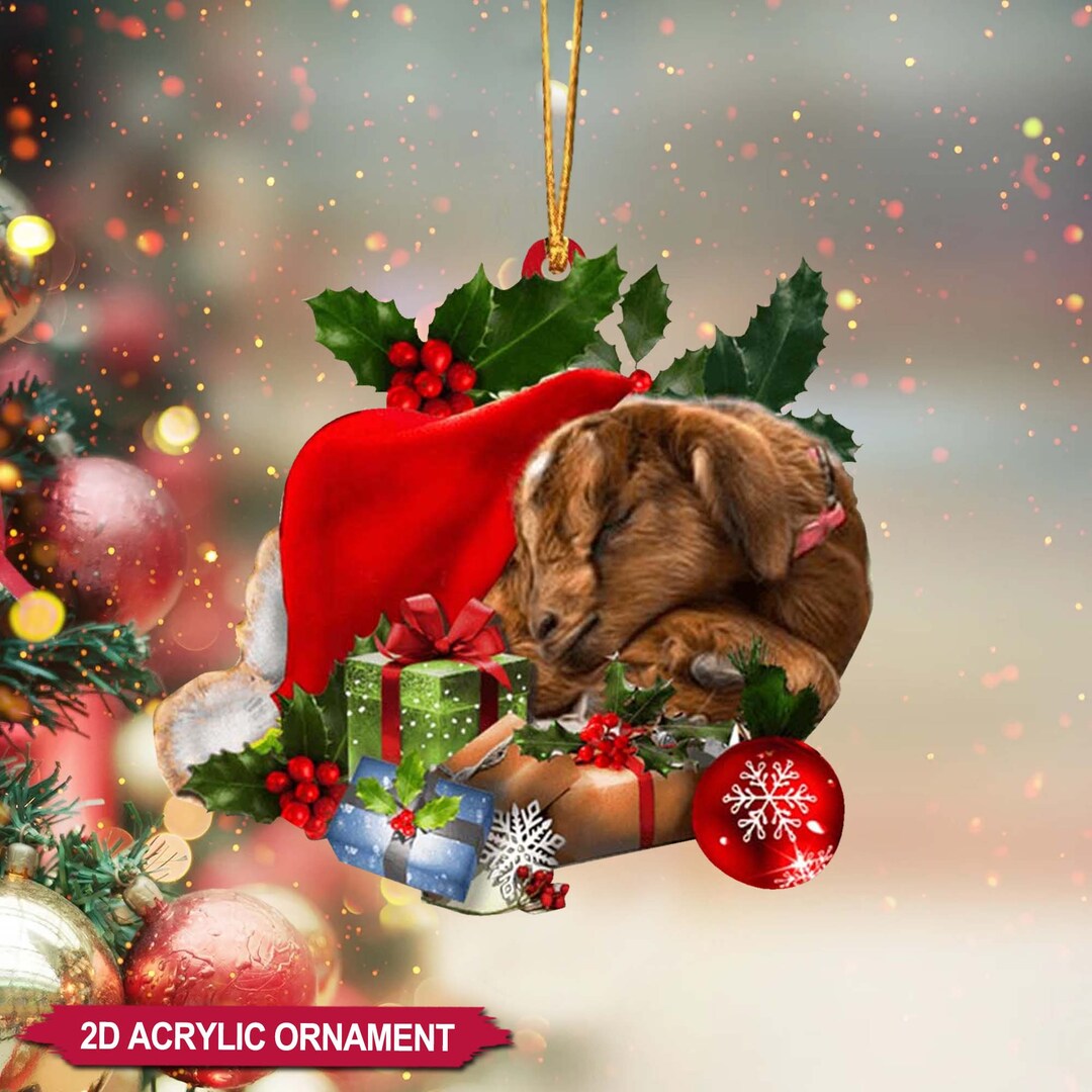 Goat Sleep on Gifts Christmas Ornament, Christmas Goat Ornament, Farm ...