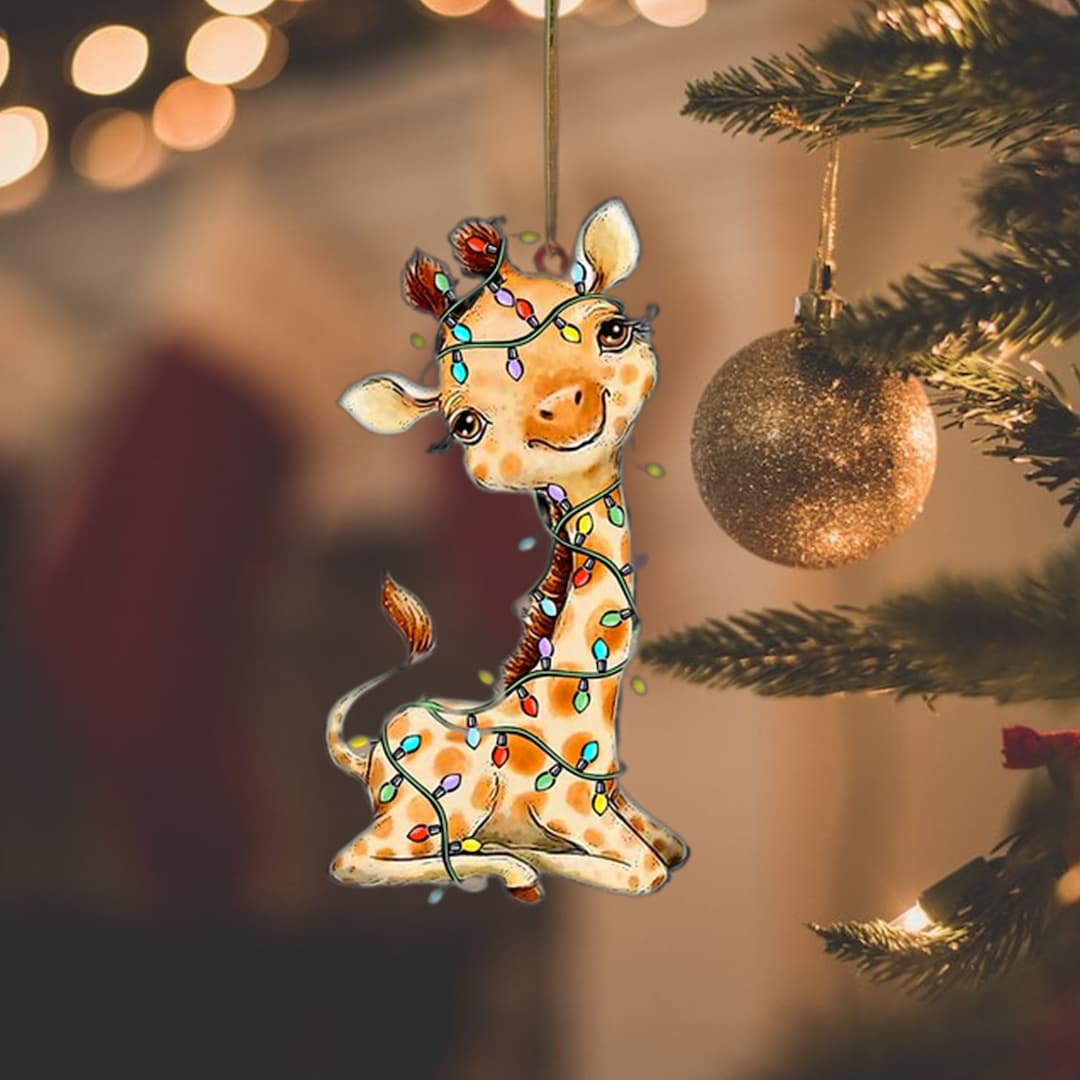 Giraffe Christmas Light Hanging Ornament, Funny Giraffe Ornament ...