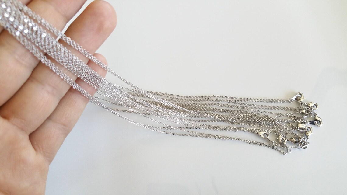 10 Dainty Silver Bulk Chain Necklace Cable chain Rolo Chain | Etsy