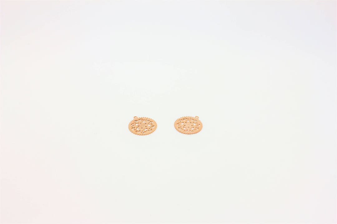 2 Pcs, Floral Connector, Floral Pendant Link, Real Rose Gold Plated ...