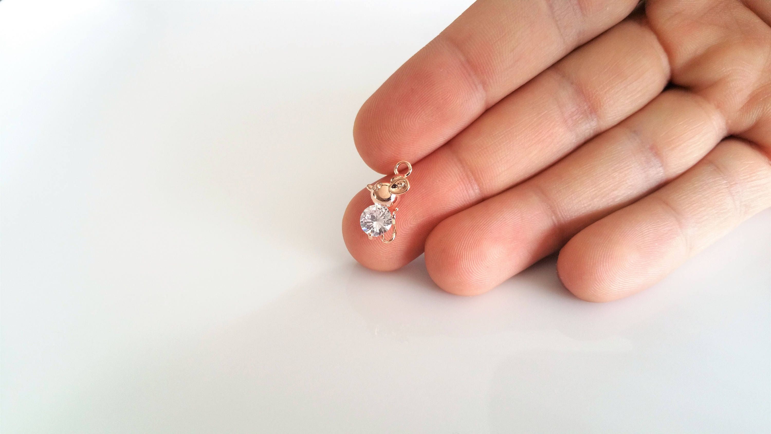 Mouse Pendant Rose Gold Plated Animal Pendant Mouse Pendant | Etsy