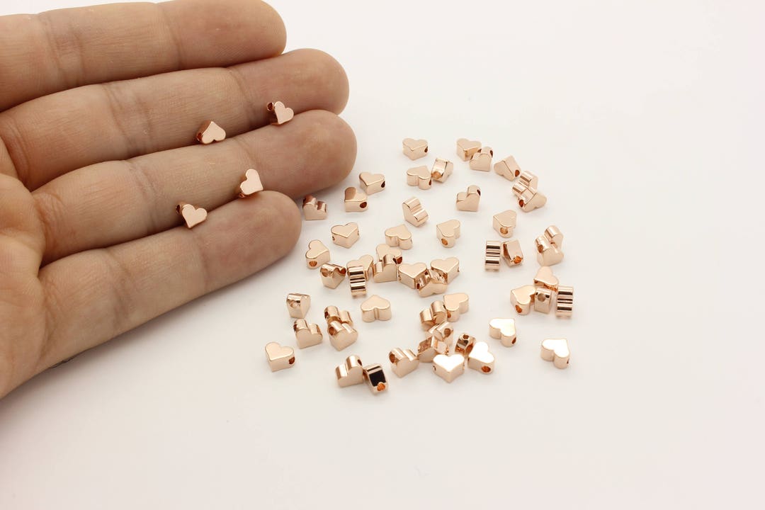 10 Rose Gold Heart Charm, Heart Pendant, Shiny Bass Heart, Personalized ...