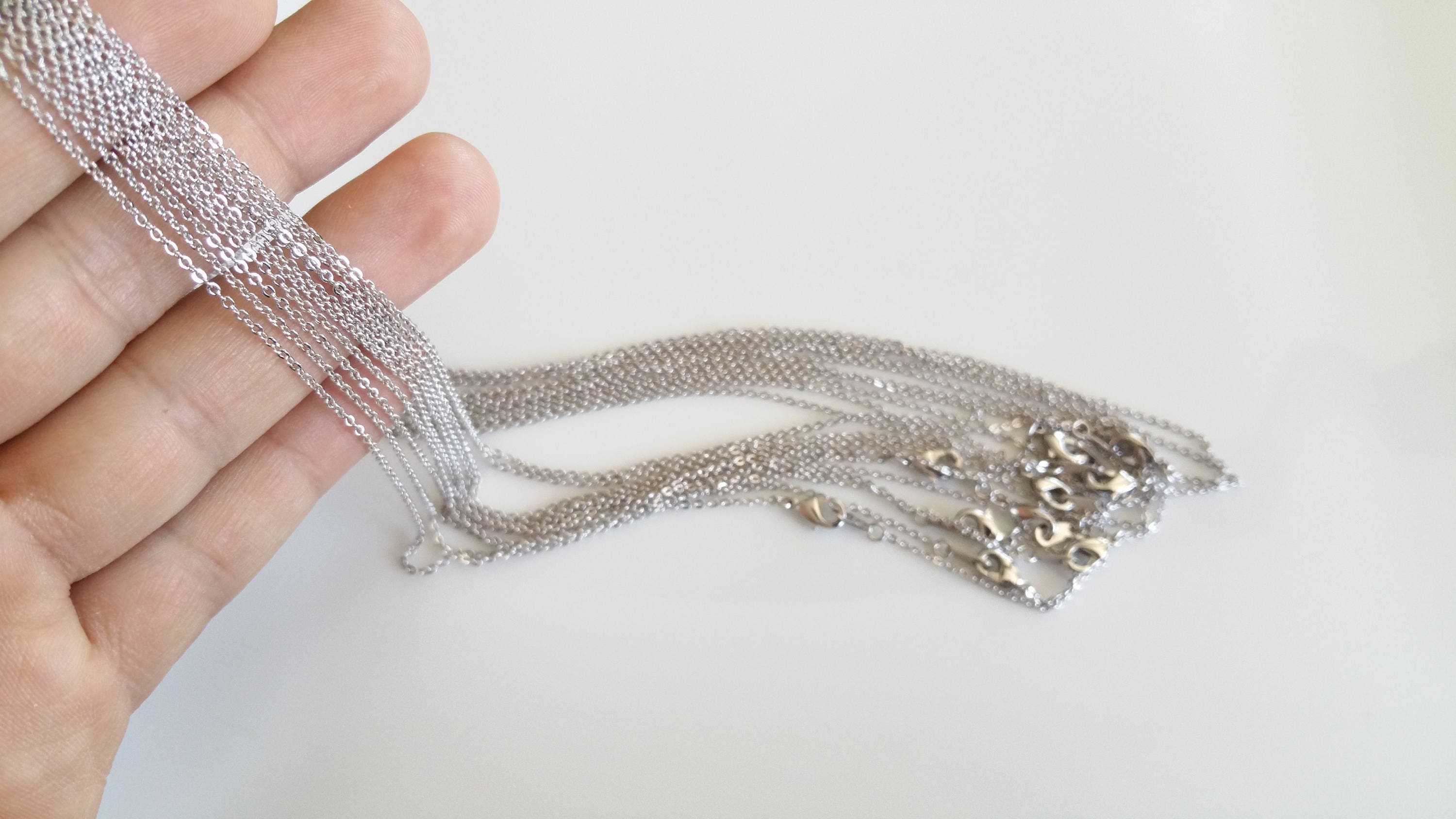 10 Dainty Silver Bulk Chain Necklace Cable chain Rolo Chain | Etsy