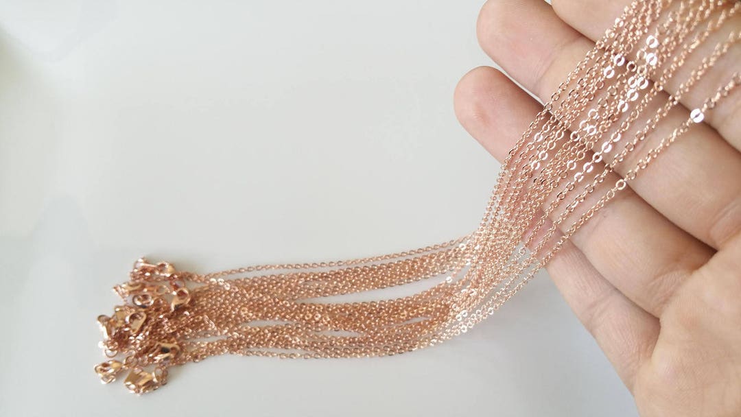 10 Rose Gold Chain Necklace, 235's Chain, Rose Gold Rolo Chain, Flat ...