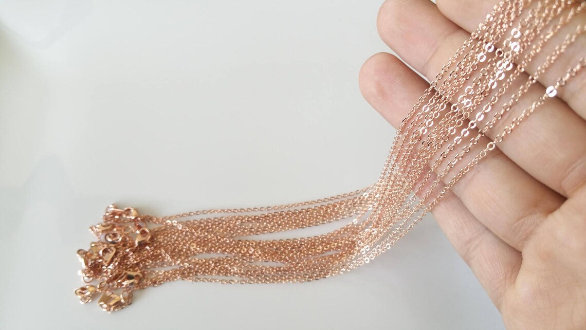 10 Rose Gold Chain Necklace 235's Chain Rose Gold Rolo | Etsy