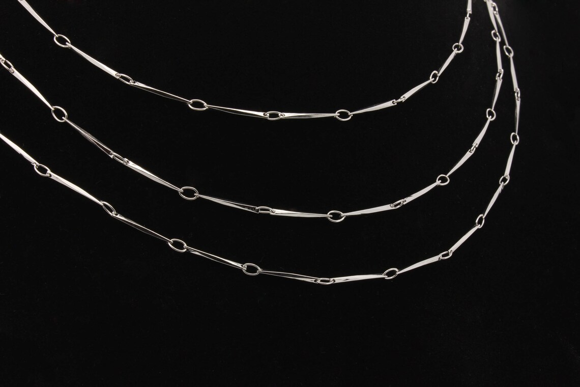 Silver Bar Chain Brass Bar Chain Victorian Chain Bar Chain | Etsy