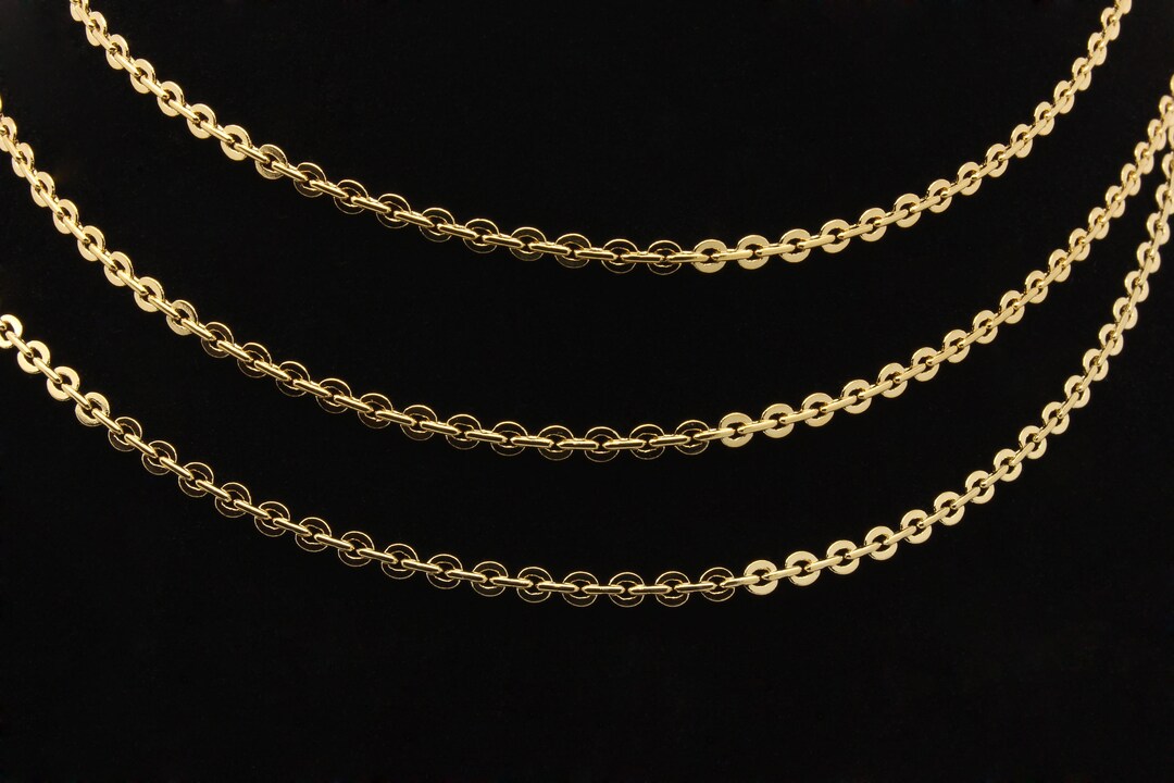 Real 16K Gold Plated Delicate Chain, Round Link Chain, Bulk Chain, Link ...