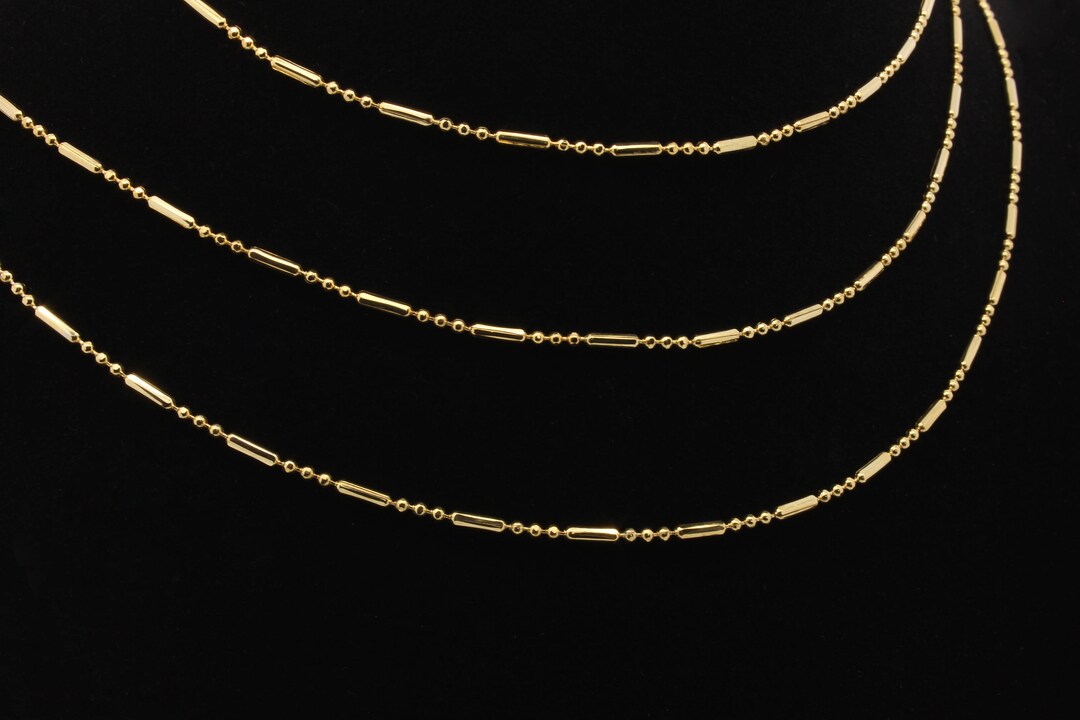 Gold Ball Bar Chain, Bulk Chain, Real 16K Gold Plated Ball Bar Chain ...