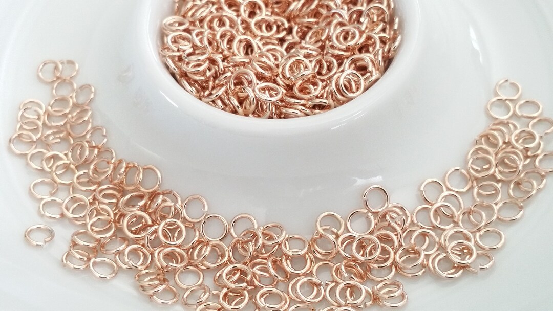 Jump Rings, Rose Gold Plated, Jumprings, 4mm Round, 21 Gauge, 0.7 X 4mm ...