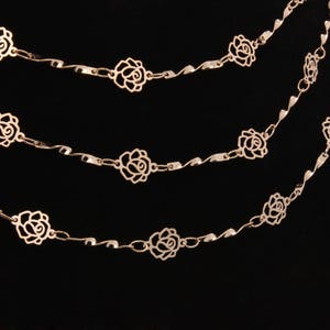 Rose Gold Plated Chain, Gold Chain, Flower Chain, 3 Feet, Bulk Chain ...