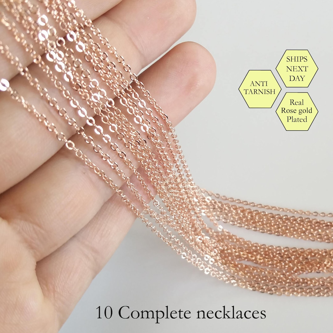 10 Rose Gold Chain Complete Necklace, 235's Chain, Rose Gold Cable ...