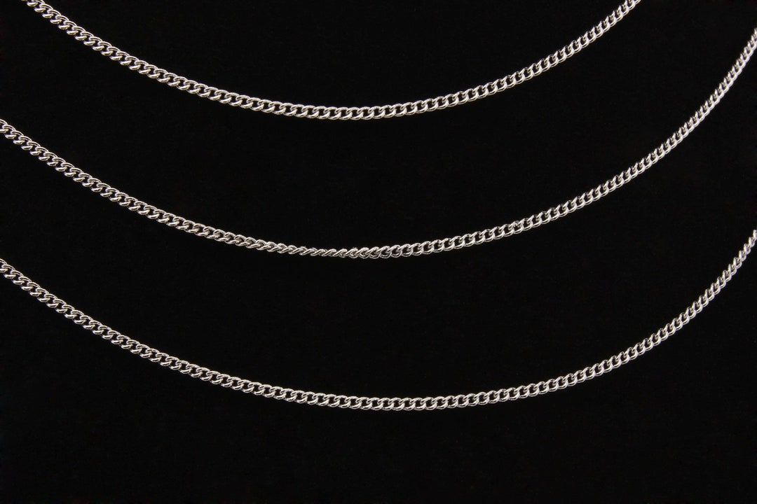 3 Feet, Real Rhodium Plated Chain Plain Silver Chain Necklace Jewelry ...
