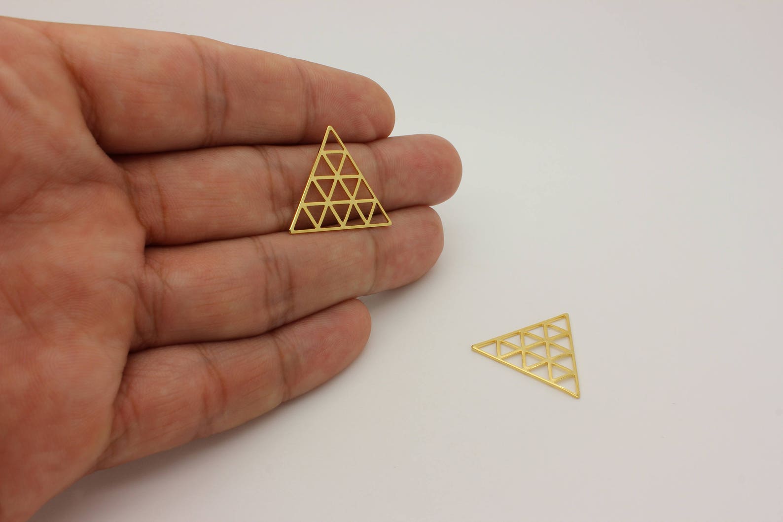 Triangle Pendant Triangle Connector Real 16K Gold Plated - Etsy