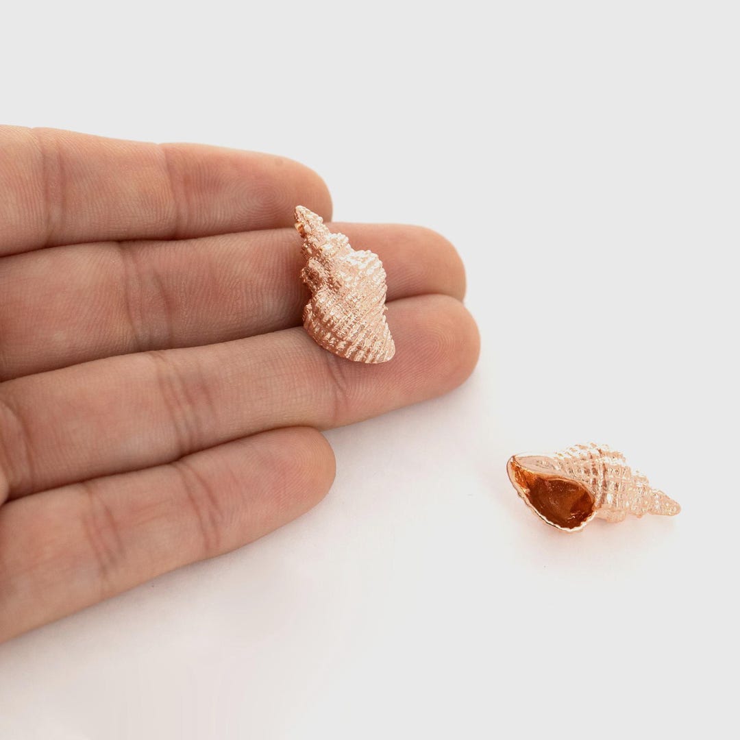 1 Pcs, Rose Gold Spiral Sea Shell Charm Ocean Shell Pendant Seashell ...