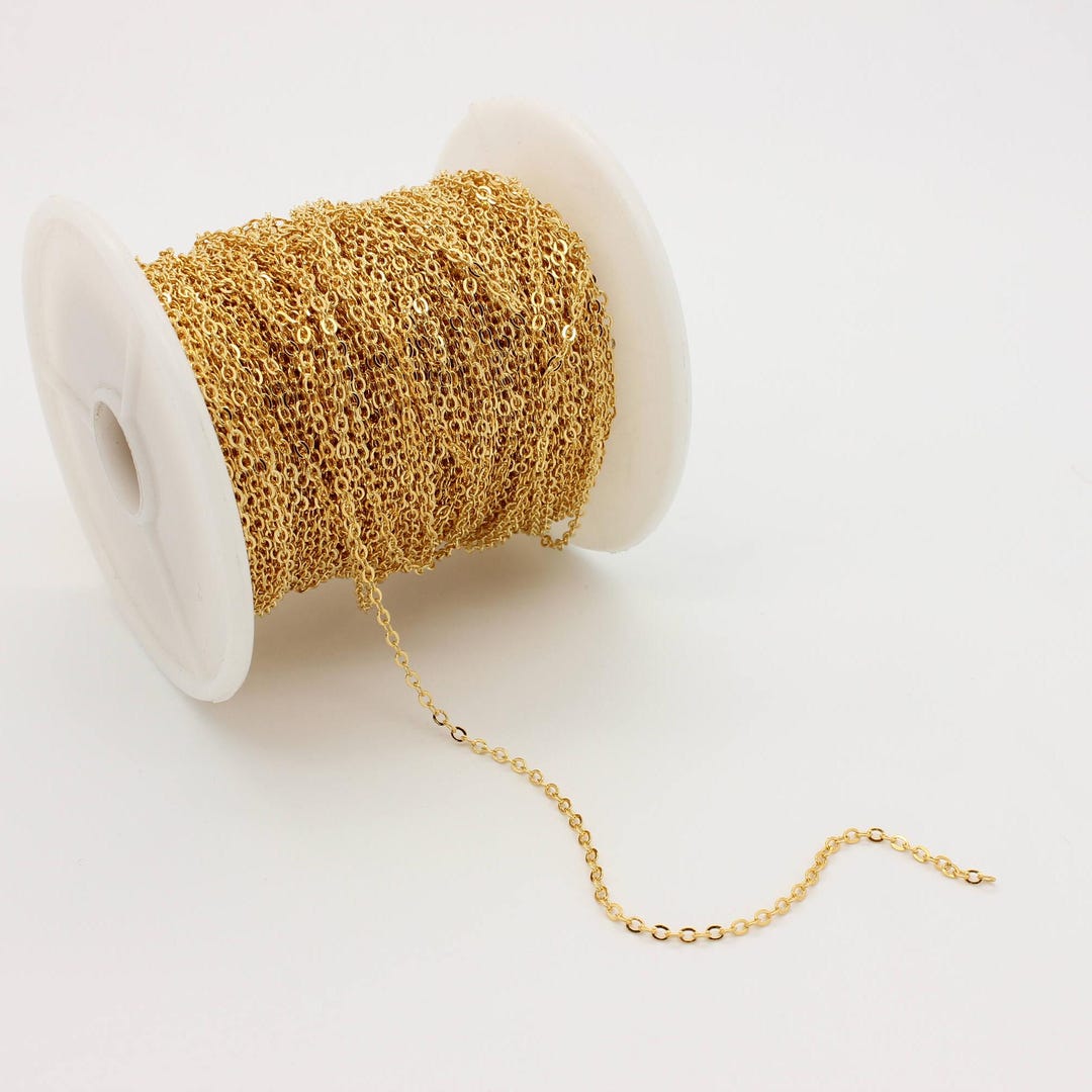 10 Meter 16K Gold Plated Cable Chain, 235's Chain Bulk Rolo Chain for ...