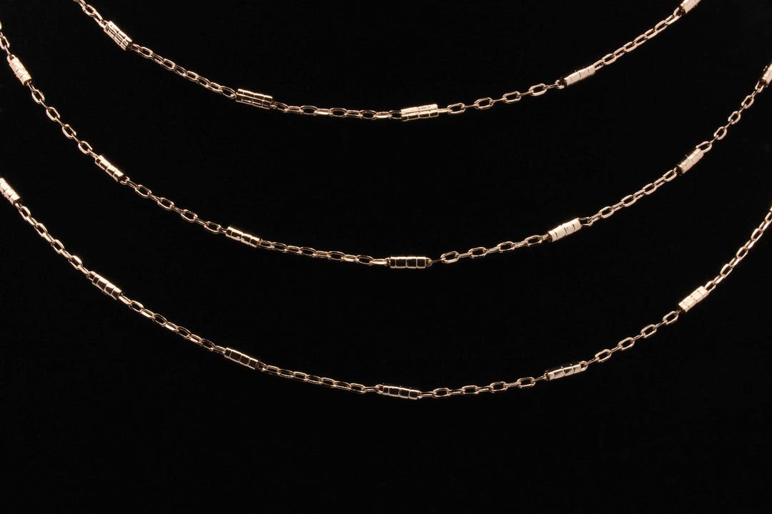 Dainty Thin Rose Gold Chain, Real Rose Gold Plated Bar Chain, Bulk ...