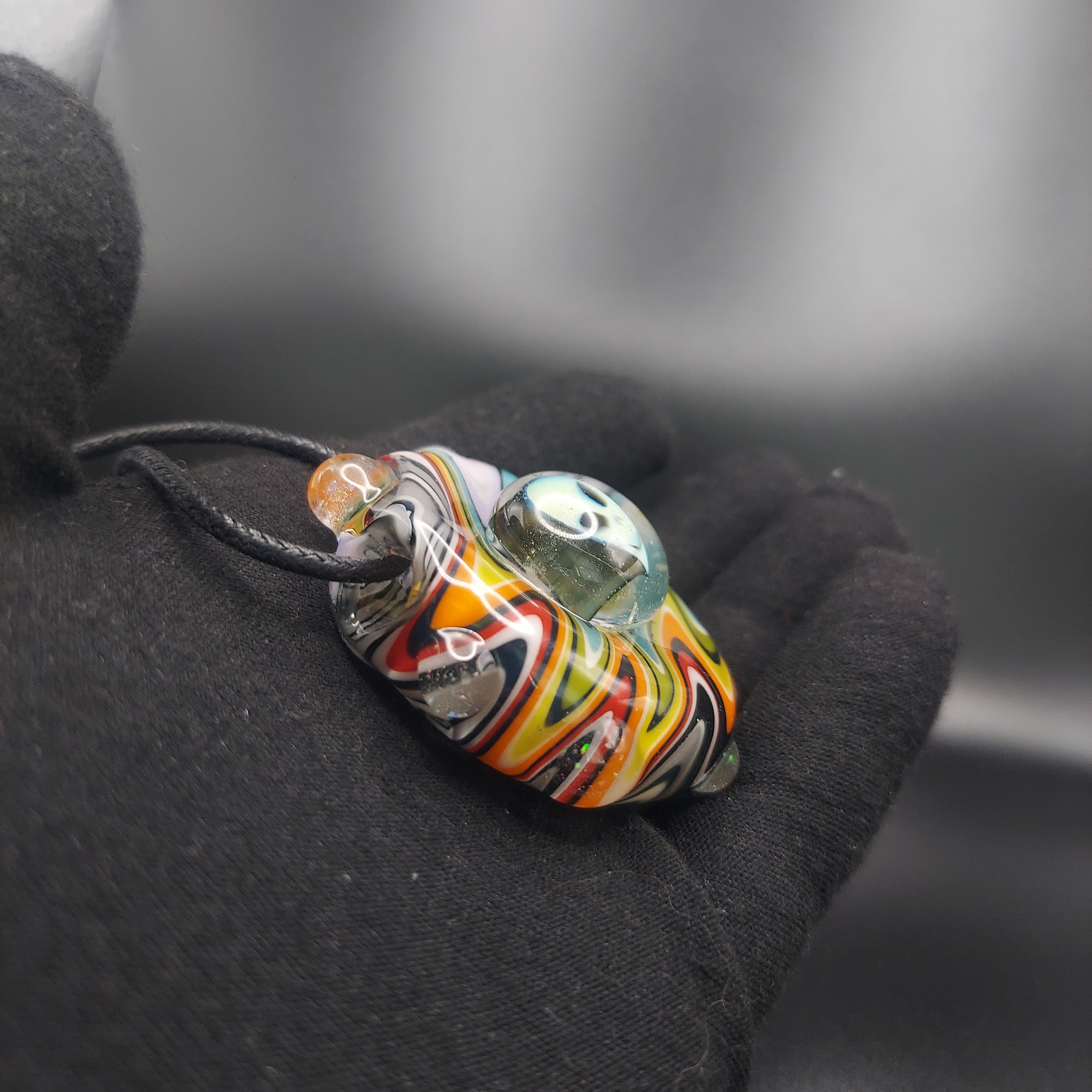 Glass Rainbow and Greyscale Wig-wag UFO Alien Pendant - Etsy