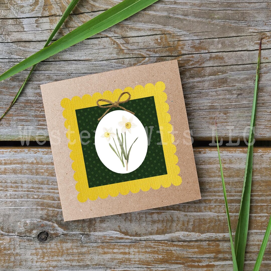 December Daffodil Birth Month Floral Card - Handmade Birthday Gift for ...