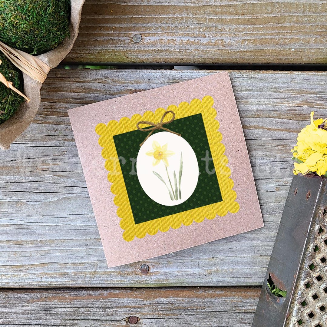 March Daffodil Birth Month Floral Card - Handmade Birthday Gift for ...