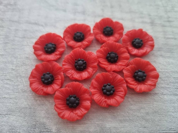 18mm Poppy Resin Cabochon 12 Flatback Cabochon Poppies - Etsy