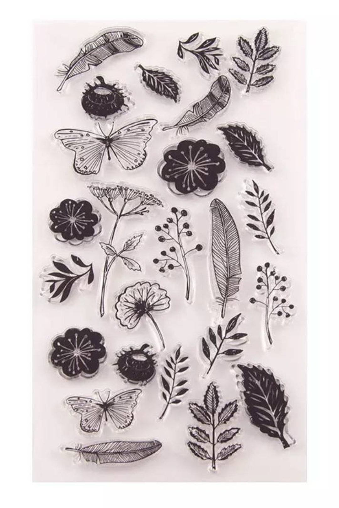 Nature Clear Stamps, Flowers/butterfly Transparent Stamp Set, Card ...
