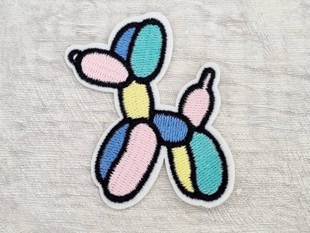Balloon Dog Iron on Patch, Poodle Sew on Patches, Iron on Embroidered ...