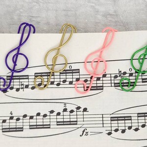 12 Treble Clef Paper Clips, Multi Coloured Musical Metal Paperclips ...