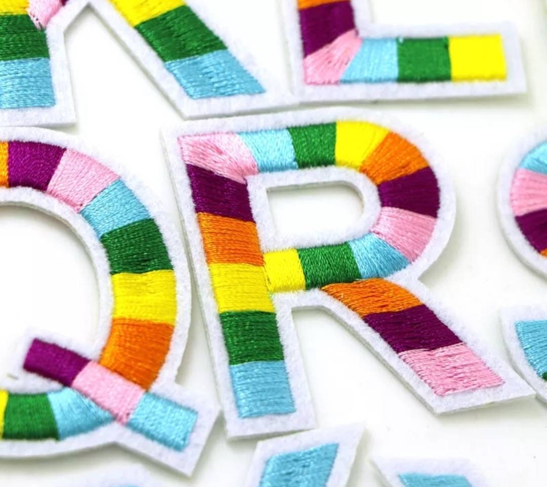 Rainbow Letter Patches Alphabet Patch Iron On Sew on Kids - Etsy