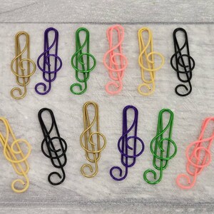 12 Treble Clef Paper Clips, Multi Coloured Musical Metal Paperclips ...