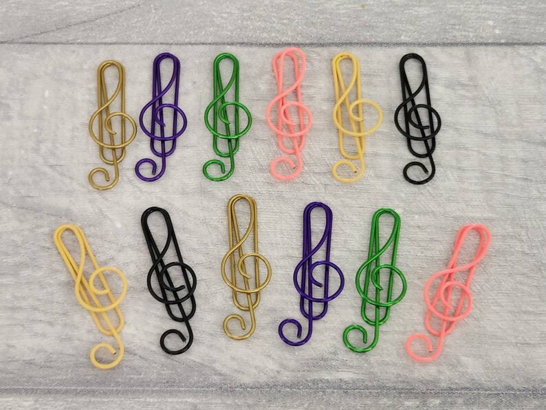 12 Treble Clef Paper Clips Multi Coloured Musical Metal - Etsy
