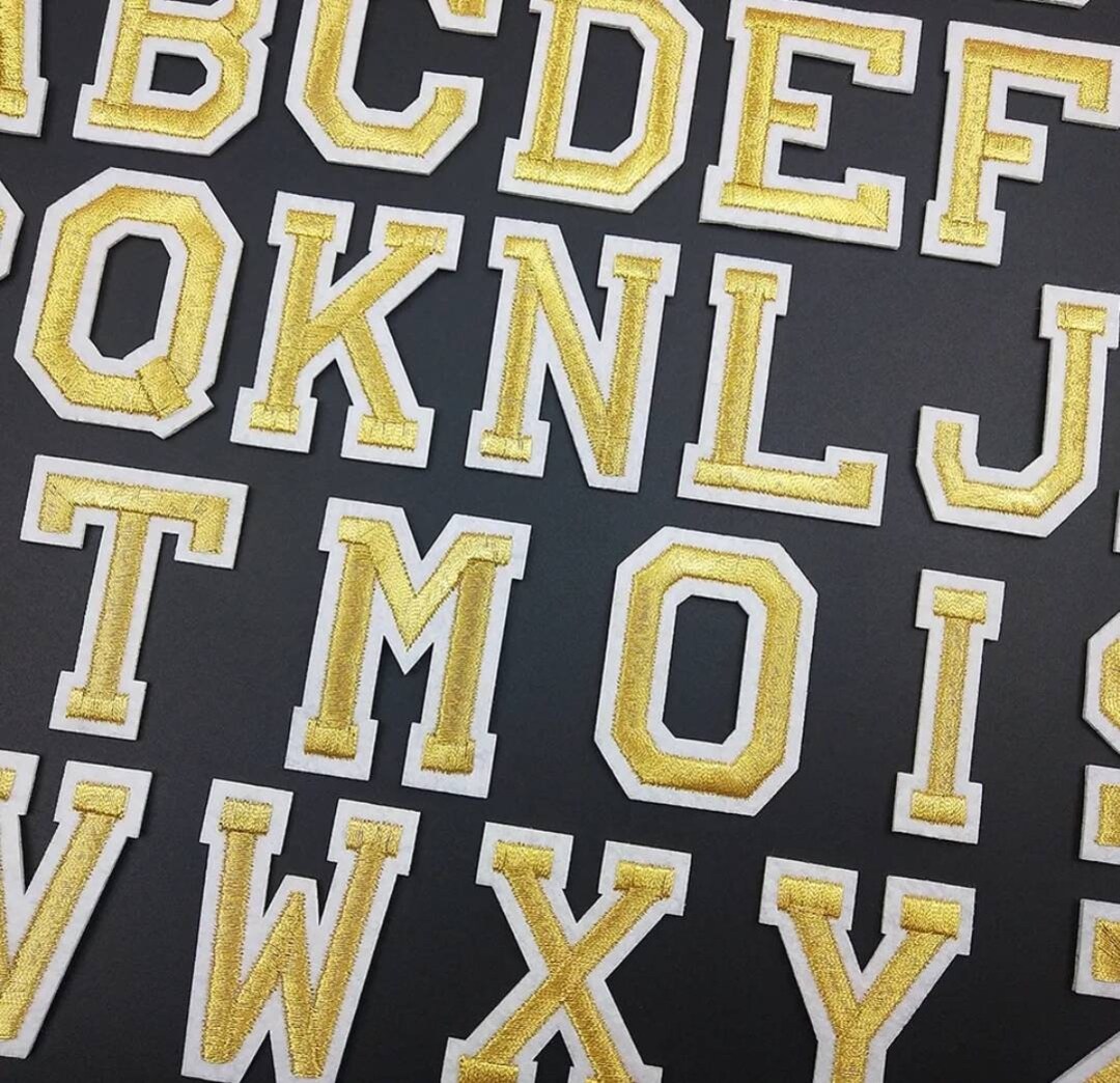 Gold Letter Patches, Iron on Letters, Alphabet Patch, Sew on Varsity ...