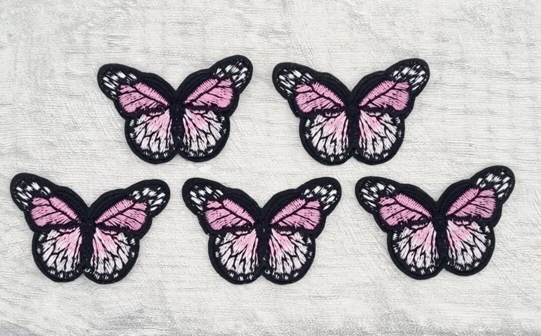 3/5 Pink Butterfly Patch Set, Sew on Butterflies Patches, Iron on ...