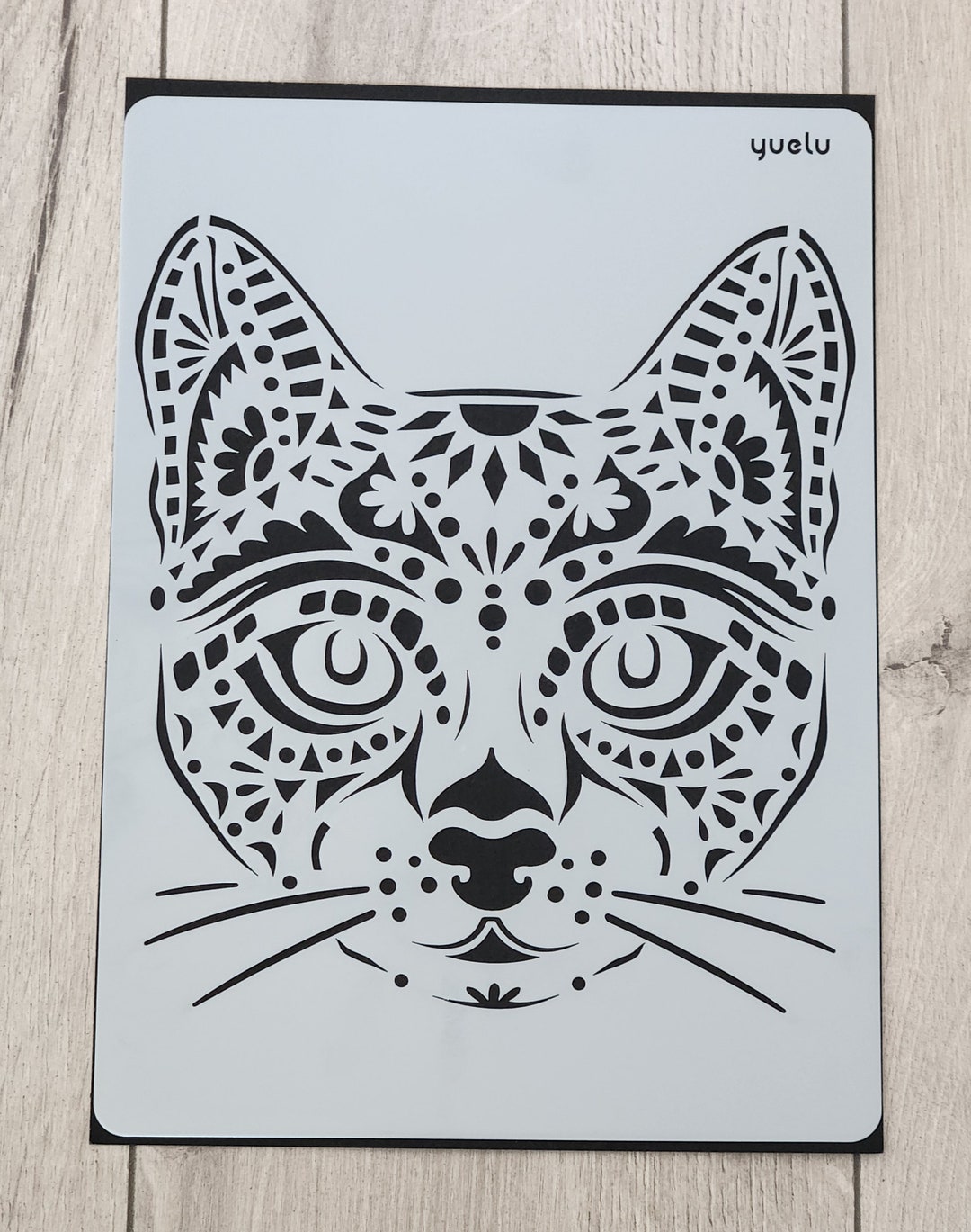 Cat Head Stencil, Mandala Cat Face, Reusable A4 Template, Plastic Pattern, DIY Fabric Clothing ...