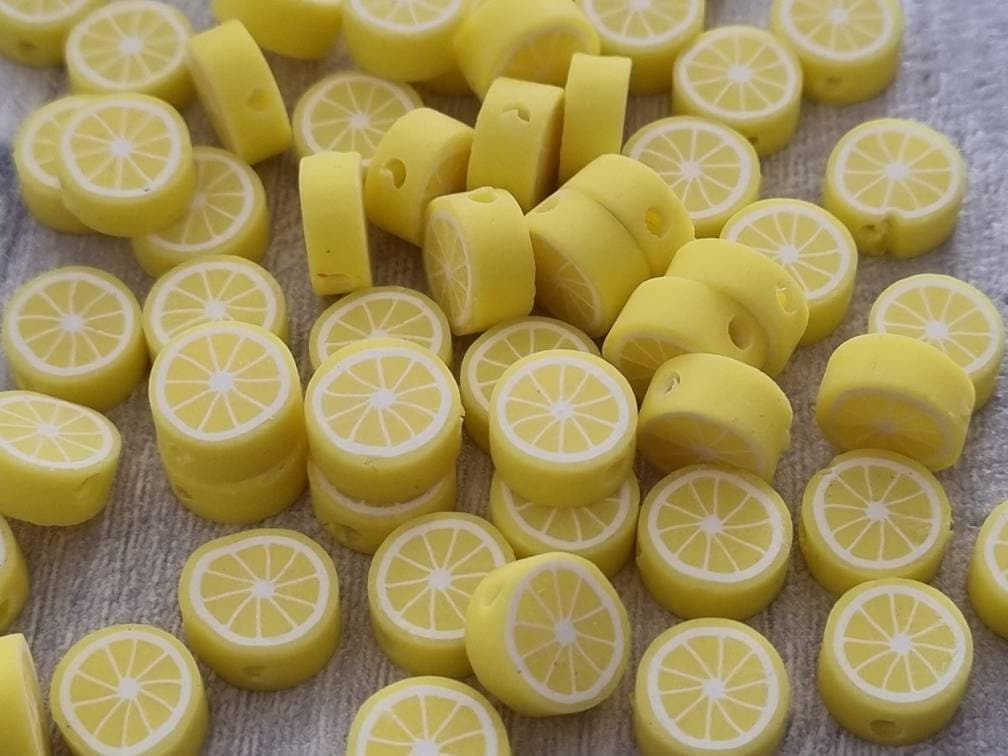 Lemon slice beads 50 lemon slices kawaii Jewellery polymer | Etsy