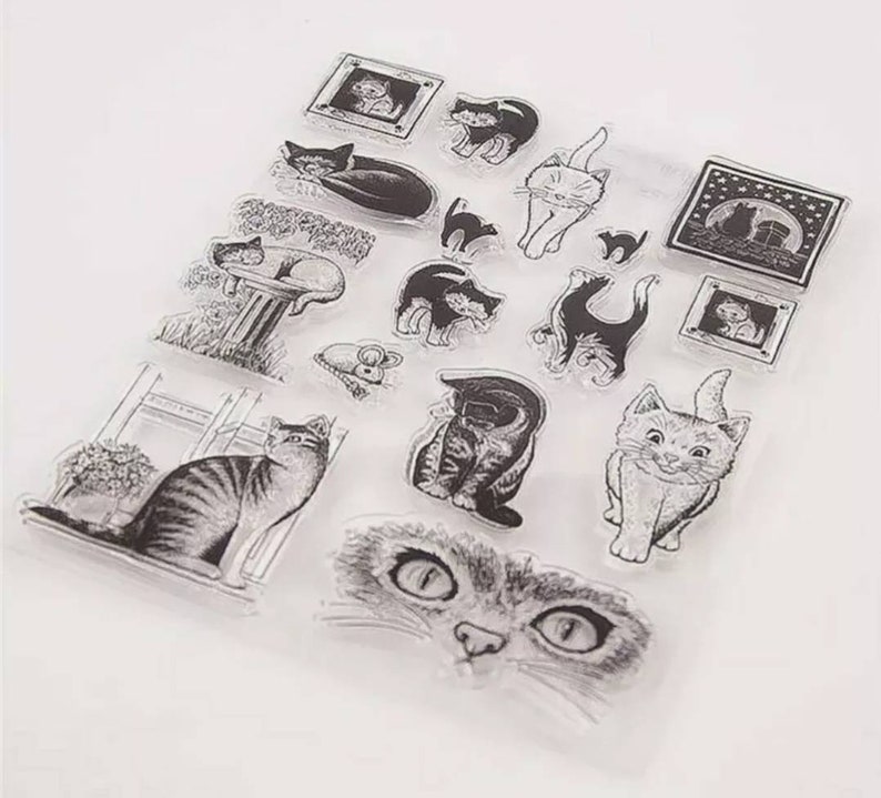 Cats Kittens Clear Stamps Cat Stamp DIY Card Making Stamping - Etsy UK