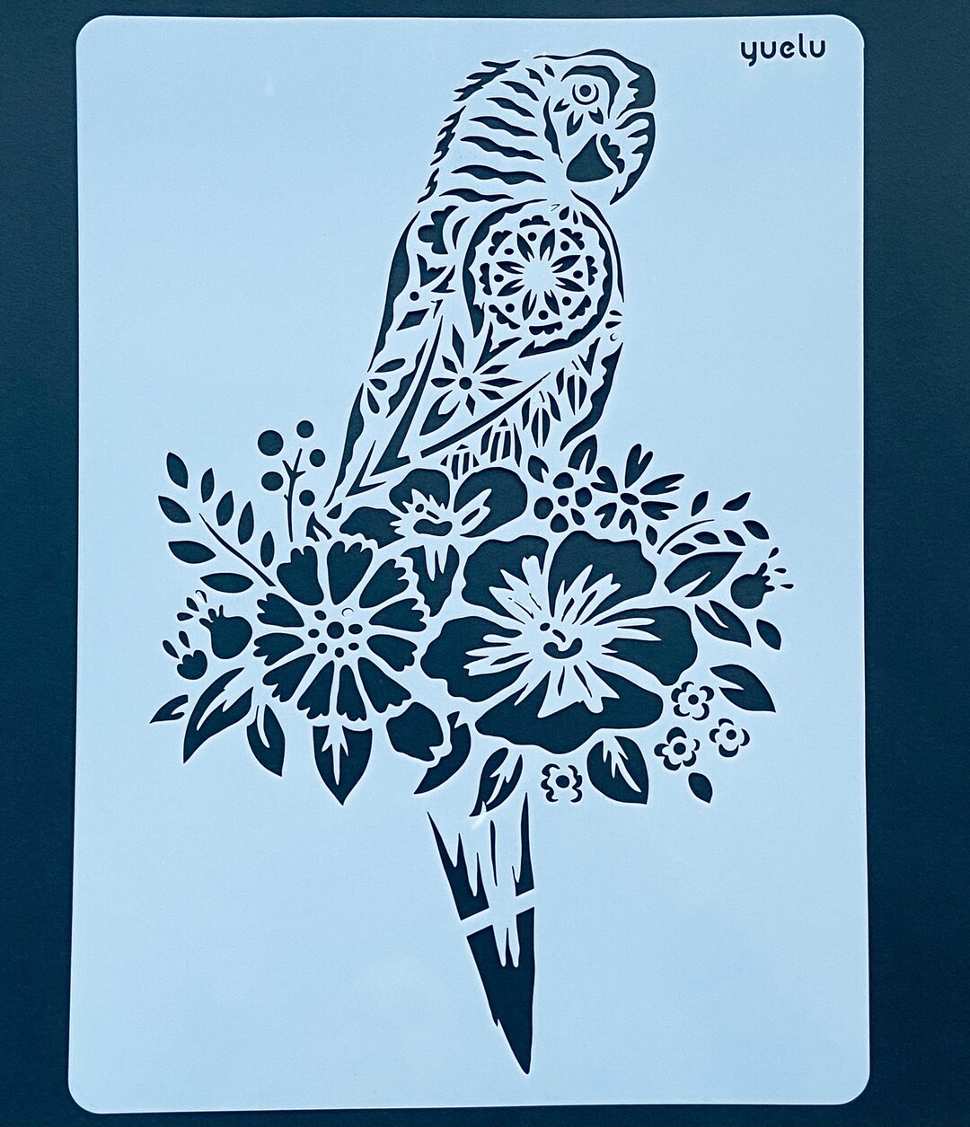 A4 Parrot Stencil, Tropical Bird Reusable Plastic Template, DIY Craft ...