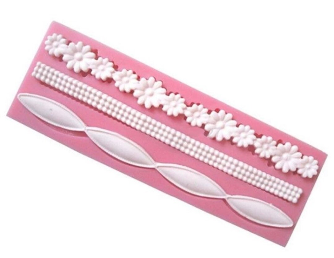 Decorative Cake Border Mould, 3 Flower Icing Edging Mold, Lace/pearl ...