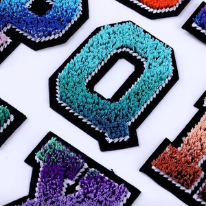 Letter Patches, Iron on Alphabet Patch, Sew on Brush Effect Applique, 4 ...